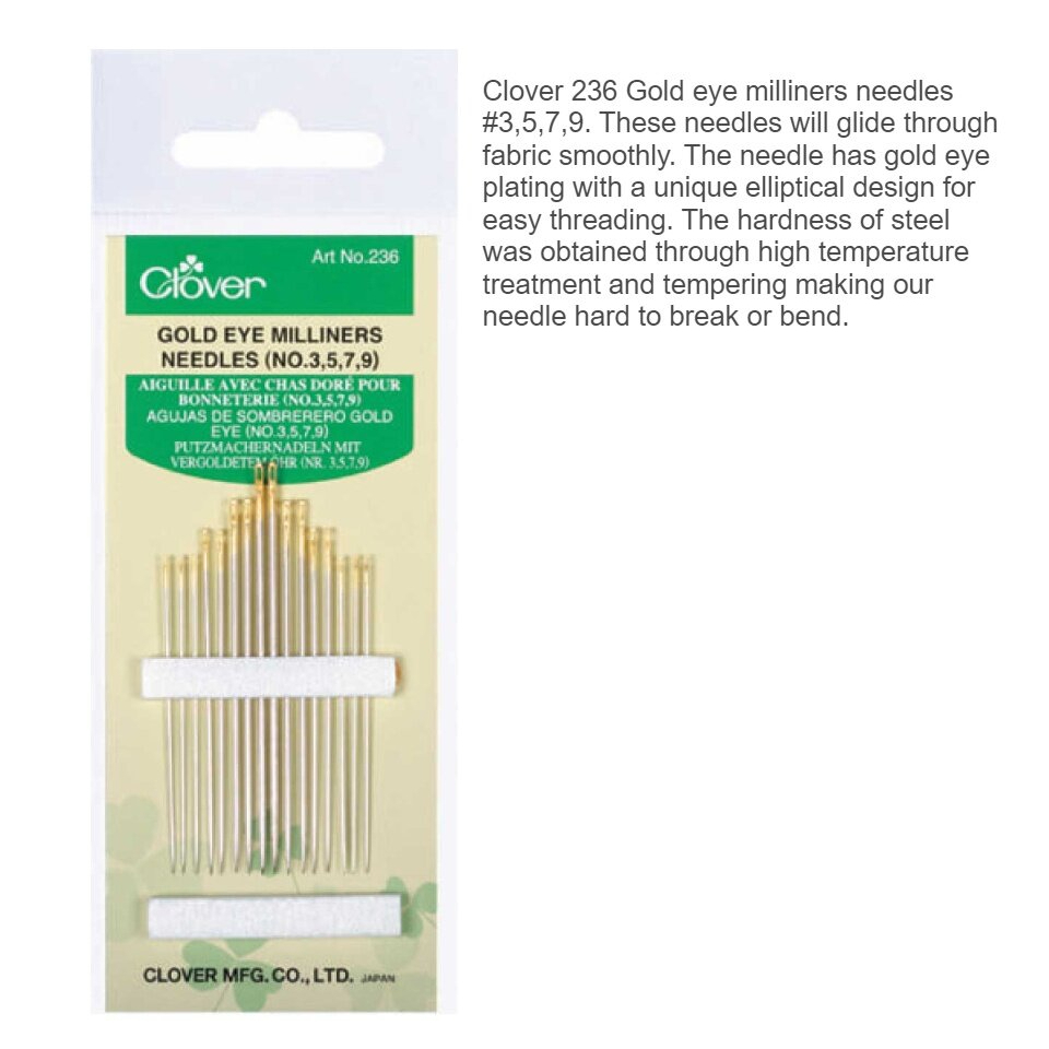 236 Clover Japan Gold Eye Milliners Needles (No.3,5,7,9) -(16pcs/pkt) | Shopee Malaysia