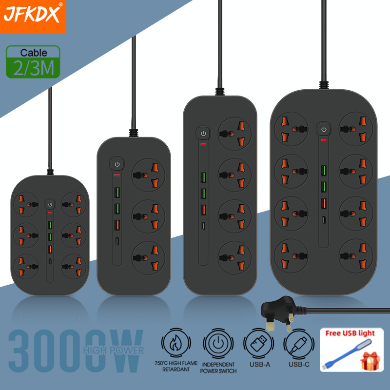 universal power socket expansion with surge protector 3pin 3000W ...