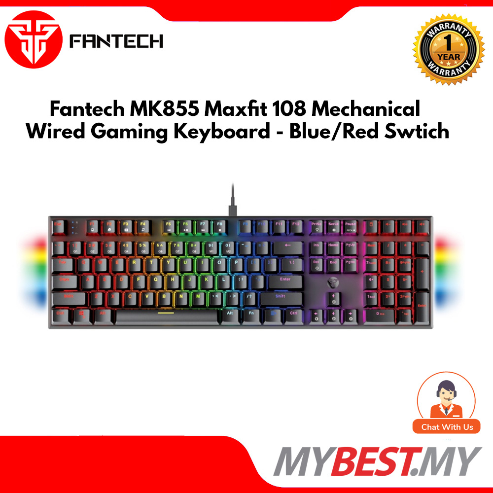 Fantech MK855 Maxfit 108 Mechanical Wired Gaming Keyboard - Blue/Red ...