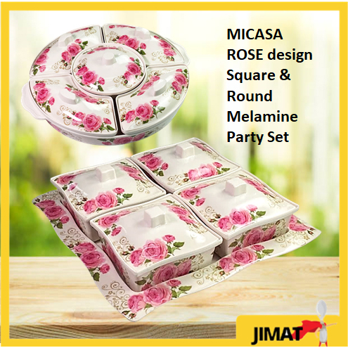 MICASA ROSE design Square & Round Melamine Party Set | Shopee Malaysia