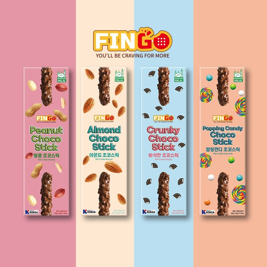 [HALAL] Korea FinGo BIG Choco Stick (18g x 3 Sticks) - Almond / Peanut ...