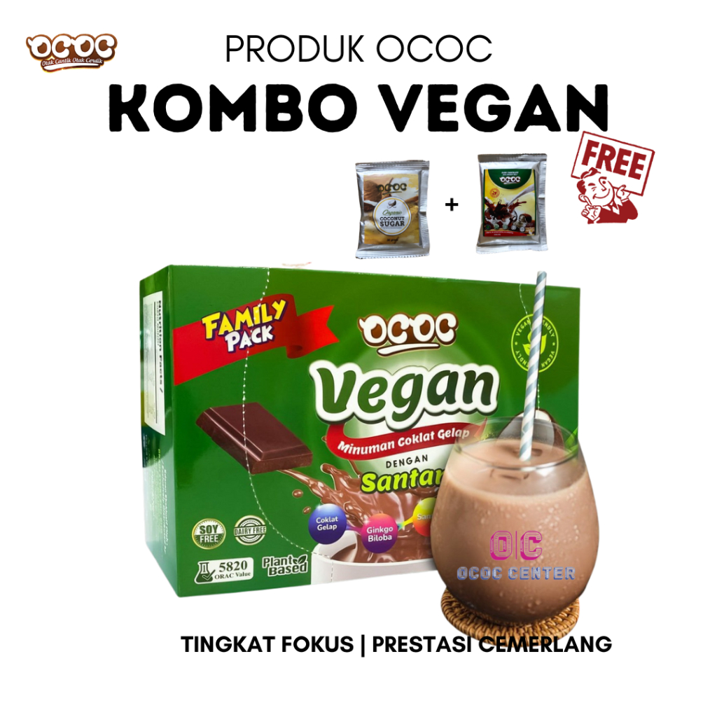 (Ready Stock) Produk Ococ Kombo Vegan Minuman Coklat Family Pack Vegan / Fokus / Bijak / Tiada ...