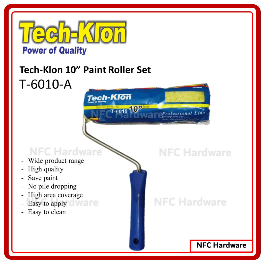 TECH-KLON T-6010 10" Paint Roller Set / Roller Refill / Handle | Shopee ...