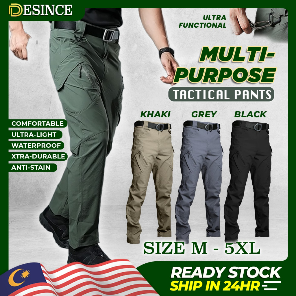 🇲🇾 DESINCE Men Tactical Pants IX9 Military Trousers Multi Pocket Work ...