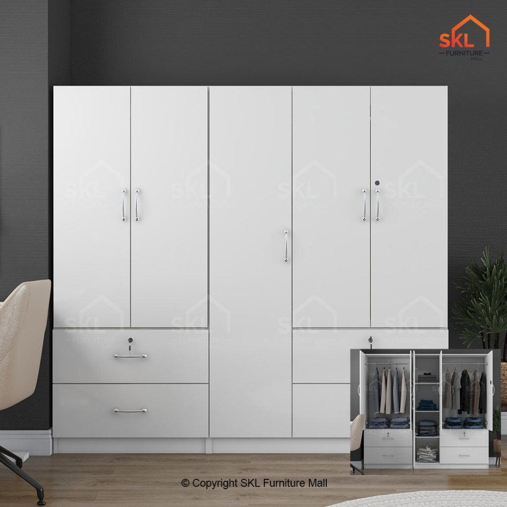 ARCIO 6X6FT (3+2) DOORS WARDROBE WITH SHELF / almari baju /kabinet baju ...