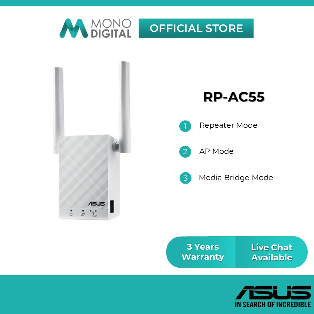 ASUS Wifi Booster RP-AC55 AC1200 WiFi Repeater Wifi Extender Dual Band ...