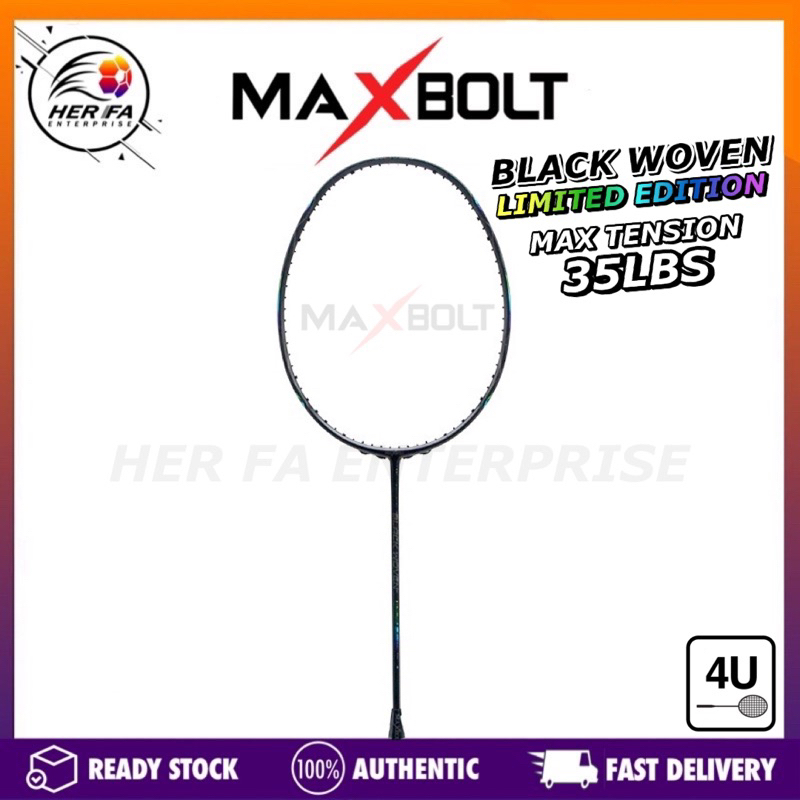 MAXBOLT Black Woven Limited Edition 4U Badminton Racket Max Tension ...