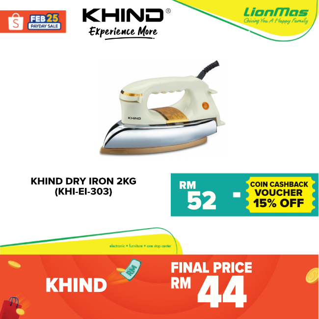 KHIND ELECTRIC HEAVY DRY IRON 2kg (EI-303) | Shopee Malaysia