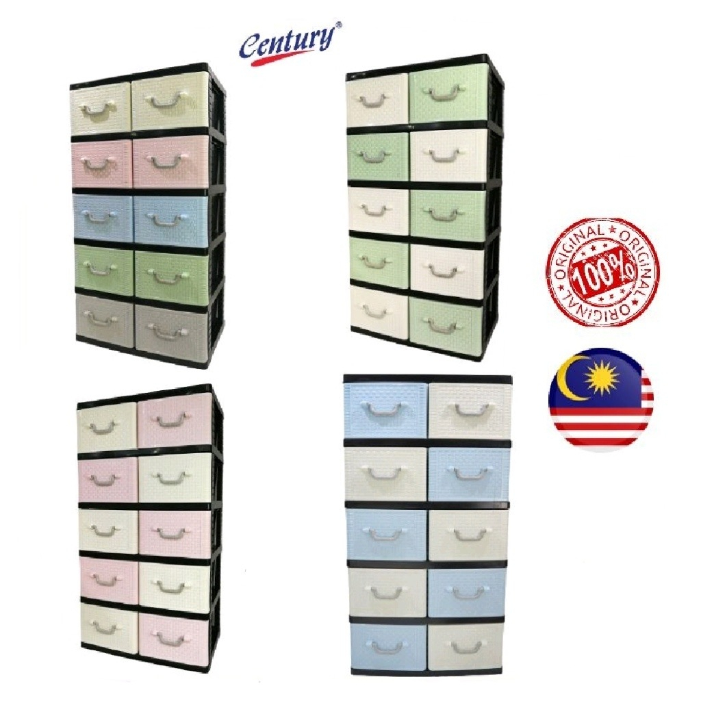 Century Drawer 5 TIER Clothes Cabinet Storage Laci Kabinet Almari 5 ...