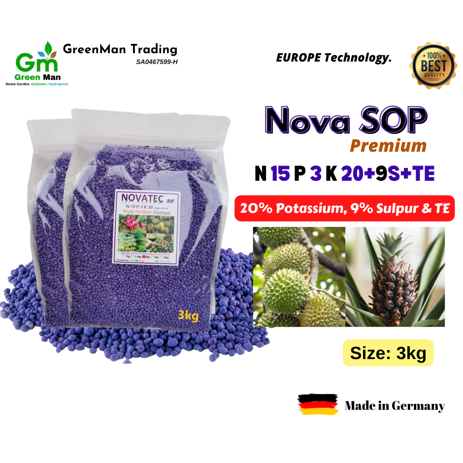 3kg NOVA SOP Novatec.Premium NPK-15-3-20-2+9S+TE (Gm) Baja Galak Buah ...