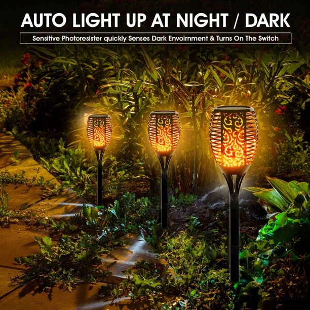 Lampu Pelita Solar LED Waterproof Viral Flickering Flame Torch Fire ...