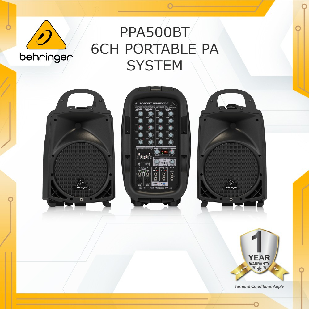 Behringer PPA500BT 6-channel Portable PA System with Bluetooth | Shopee ...