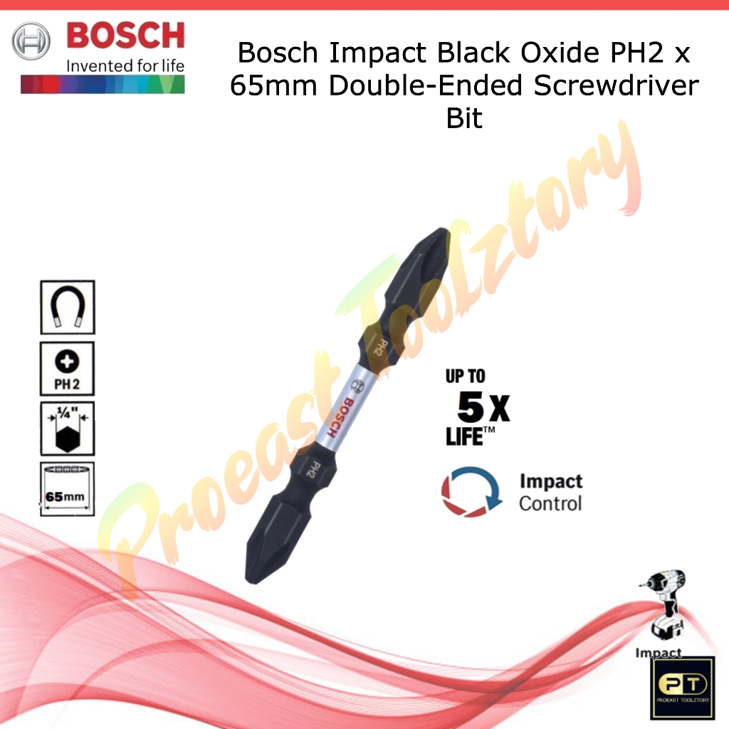 Bosch Impact Black Oxide PH2 x 65mm Double-Ended Screwdriver Bit VT | Shopee Malaysia