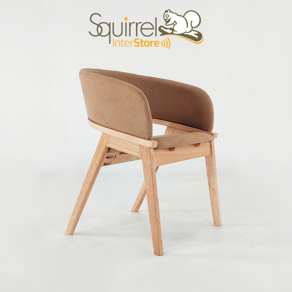 Scandinavian Designer Wooden Chair- Vicky/ Solid Rubber wood / fabric ...