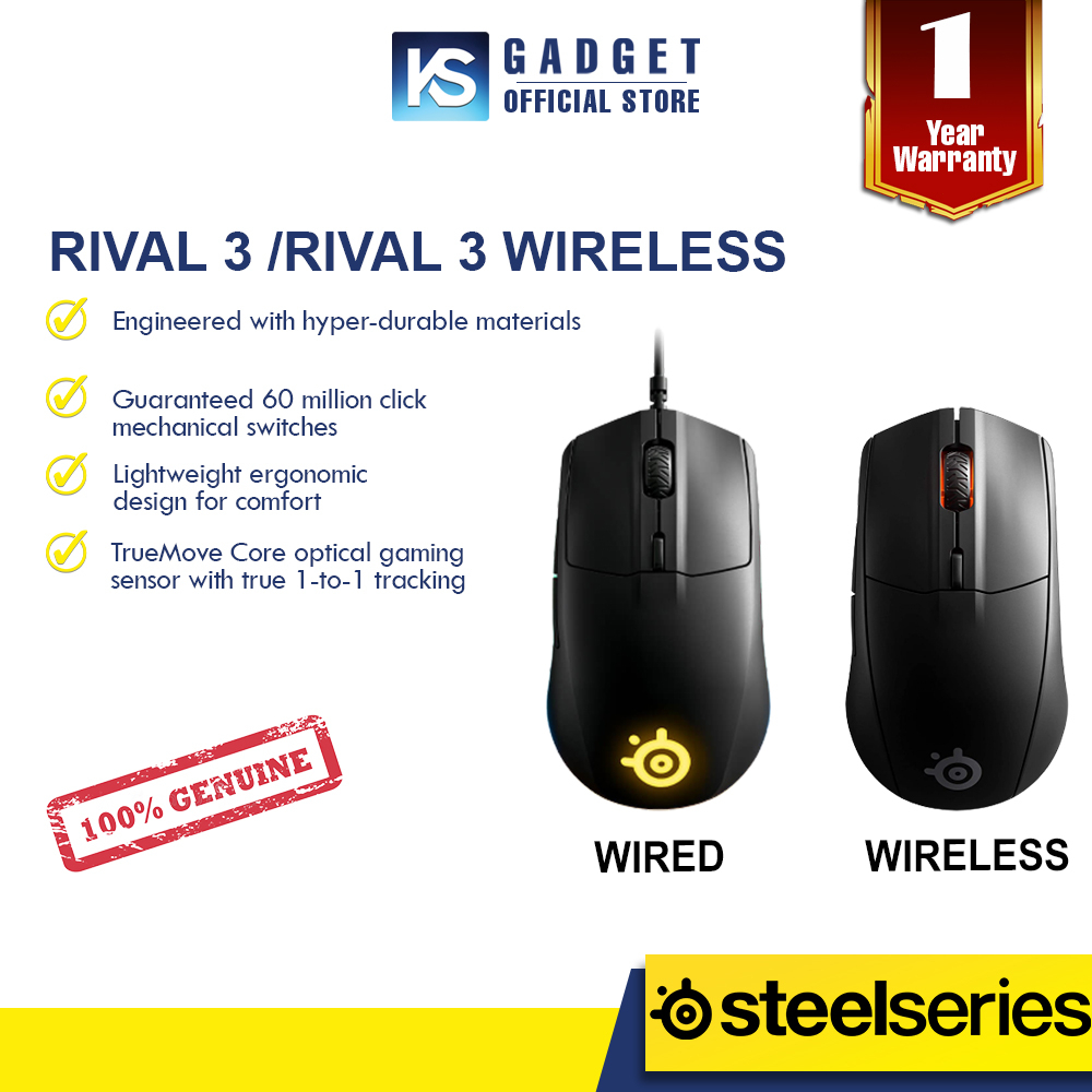 SteelSeries Rival 3 RGB Gaming Mouse / Rival 3 Wired / Wireless (62513/ ...