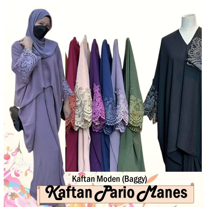 [S-2XL] Kaftan Manes Pario style. Kaftan baggy Kurung. Baju Kurung ...