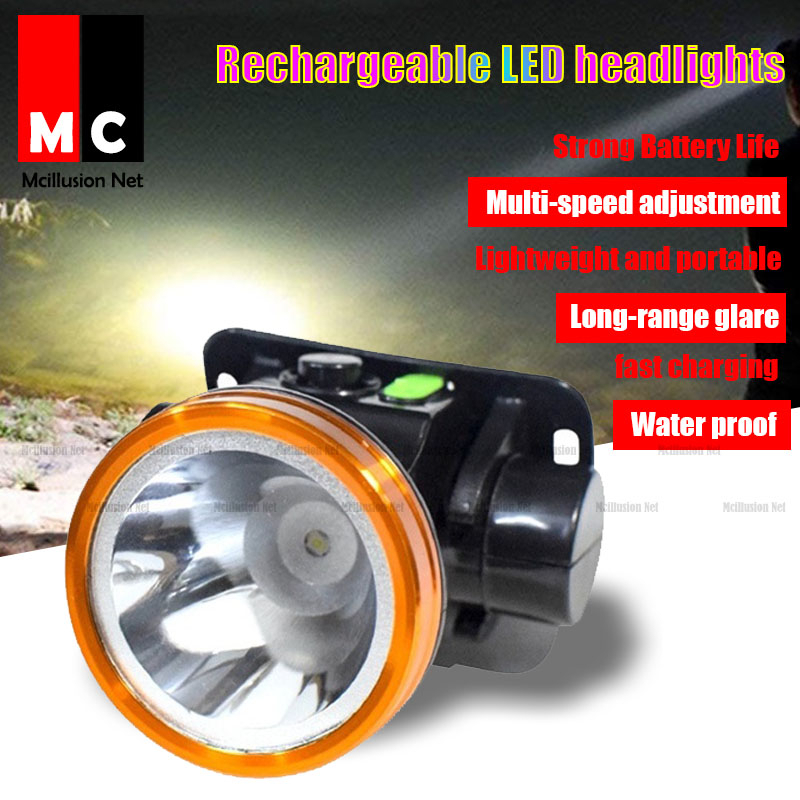 100W Headlight LED Rechargeable headlamp Spotlight Powered Headlight ...