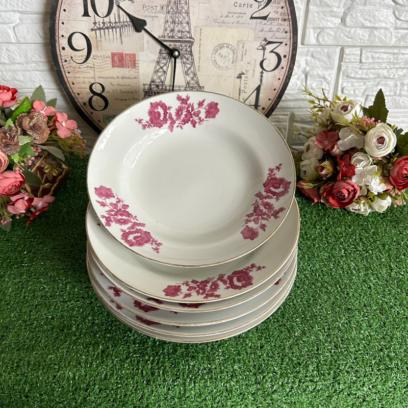 PML Koleksi lama Pinggan Makan Kekwa Merah Jarak tepi licin | Shopee ...