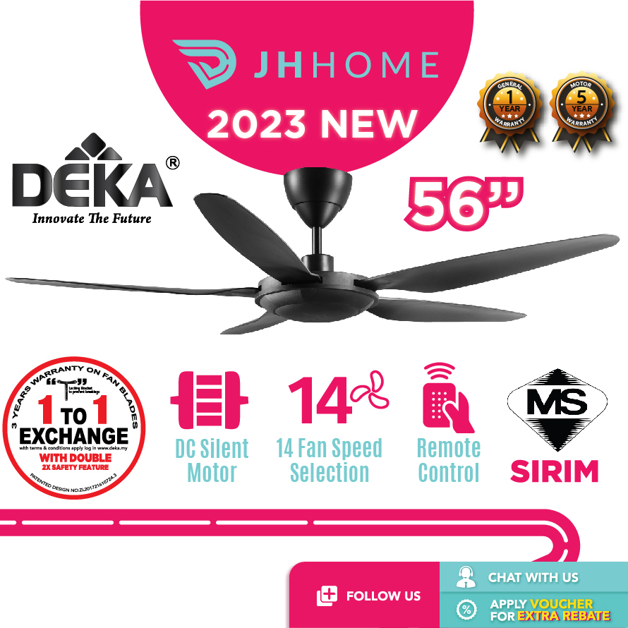 Deka 56 Inch 14 Speeds DC Motor Ceiling Fan DC33 PRO BK | DDC21LED ...