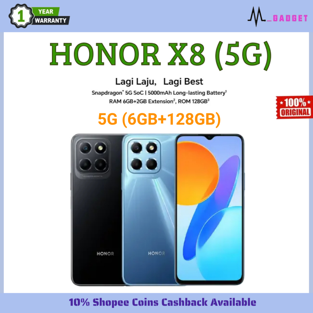 HONOR X8 5G [6GB + 128GB] | SNAPDRAGON 480 PLUS | MAGIC UI 4.2 | 100% ...