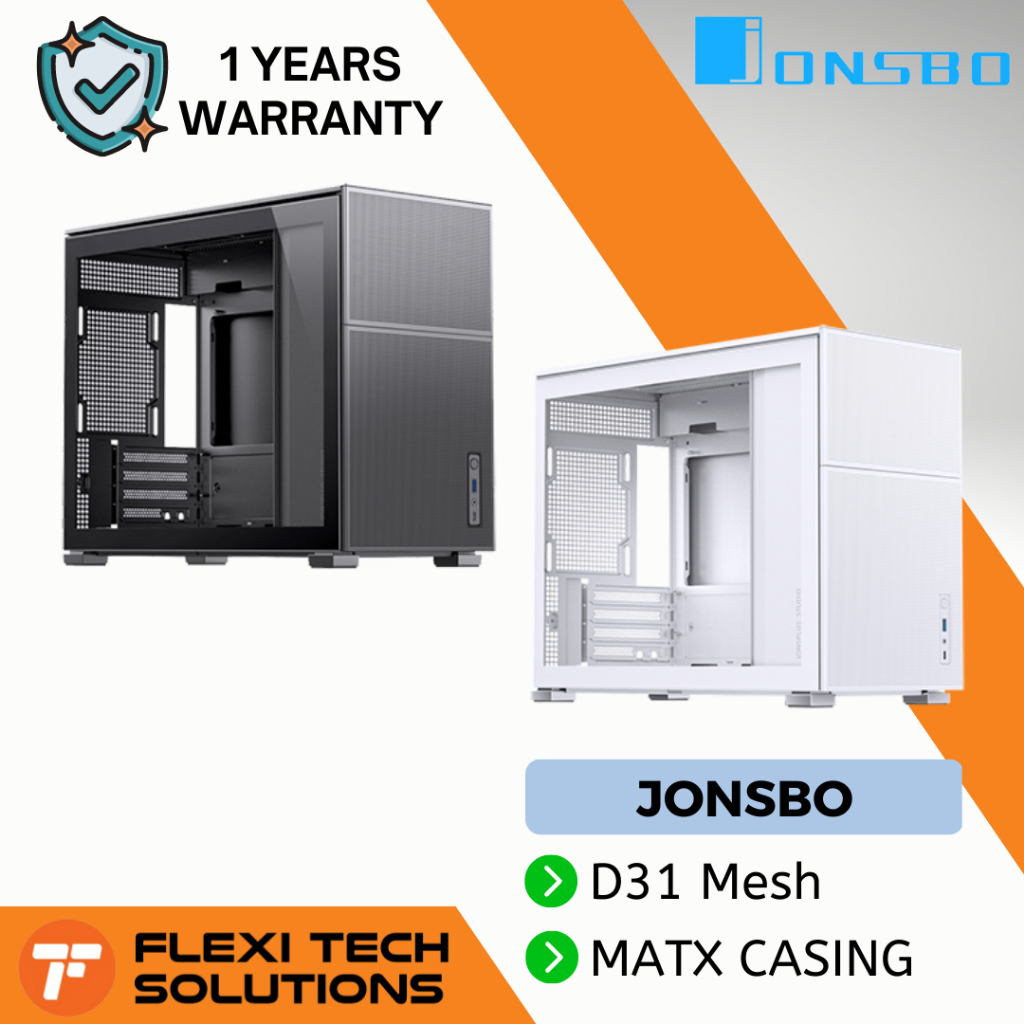 Flexi Tech JONSBO D31 Mesh MATX PC Desktop Case Black & White J-CA-D31 ...