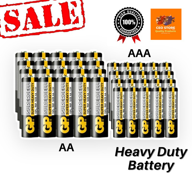 GP Supercell Battery 1.5V Heavy Duty Bateri AA / AAA Batteries Clock ...