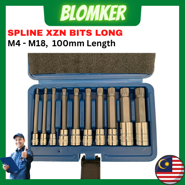 10PCS XZN Triple Square Spline Bit Socket Set M4-M18 Tamper Proof Long ...