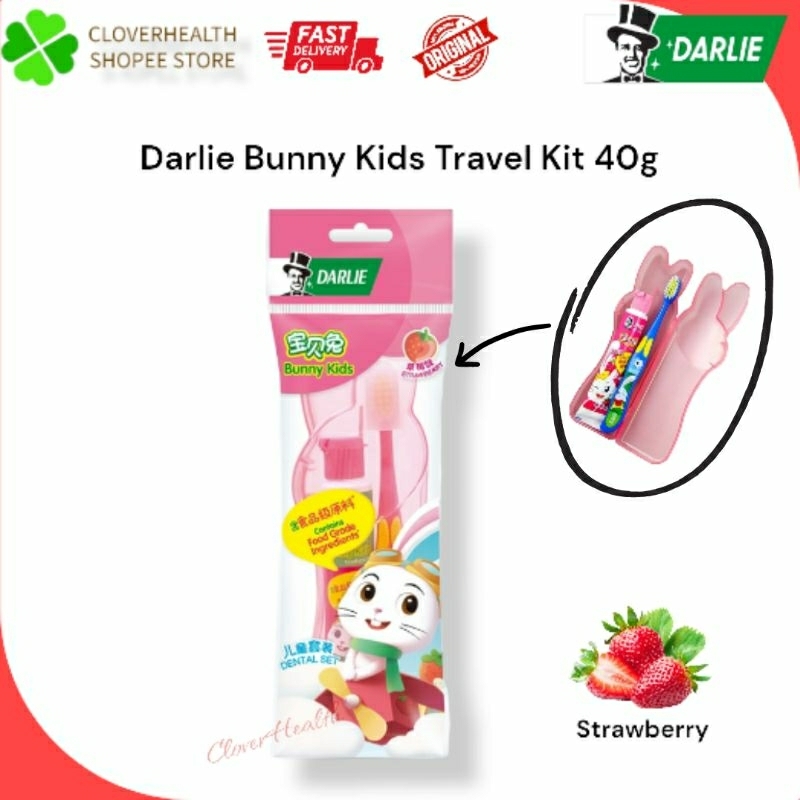 Darlie Bunny Kids Travel Kit 40g ( Strawberry Toothpaste 40g ...