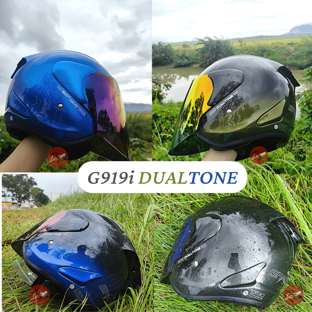 Original Gracshaw G919i Glazzo Dualtone Helmet Motorcycle Topi Keledar ...