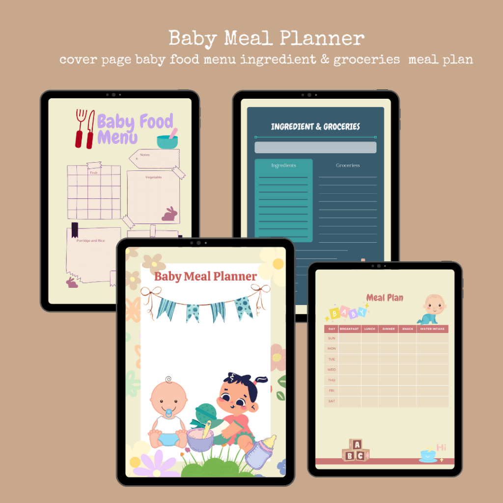 Digital Meal Planner A4 PDF Baby Food Menu Ingredient Groceries