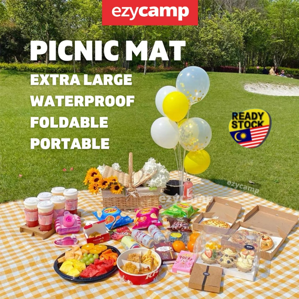 Tikar picnic mat lipat waterproof outdoor camping mat fordable kain ...
