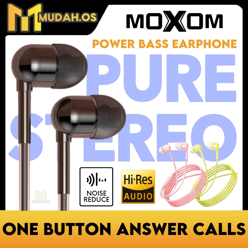 MOXOM 3.5 MM In Ear Stereo Bass Earphone MX-EP55 Noise Cancelling Wired ...