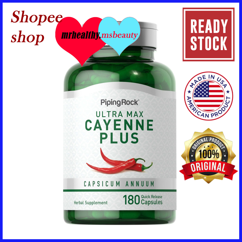 PipingRock Ultra Max Cayenne Plus, 180 Quick Release Capsules | Shopee ...