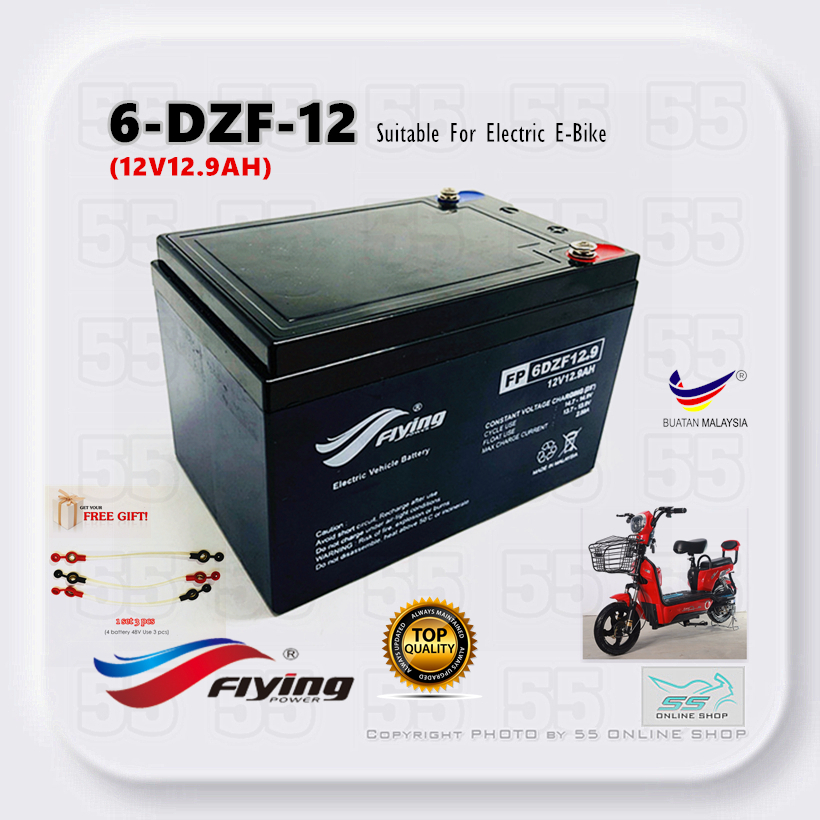 BATTERY ELECTRIC E-BIKE FLYING POWER 6-DZF-12 Screw Type Original 12V12.9AH Lead Acid Battery ...