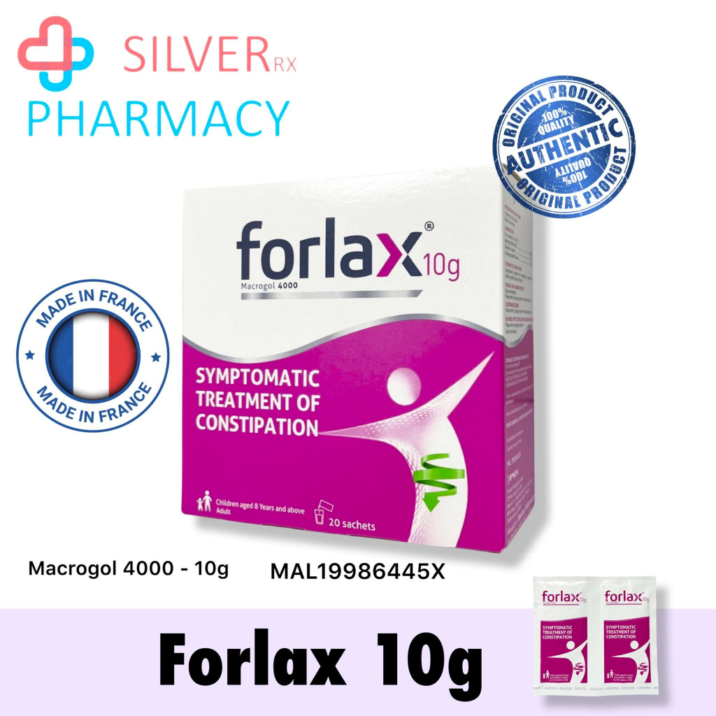 [Exp 04/2024] Forlax Macrogol 4000 10g/Sachet, [ 2 Sachets / 20 Sachets ...