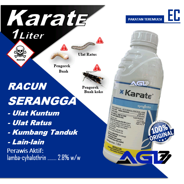 Syngenta Karate 1L / Ulat Kuntum / Ulat Pengorek /Kumbang Tanduk / lambda-cyhalothrin 2.8% / 100 ...