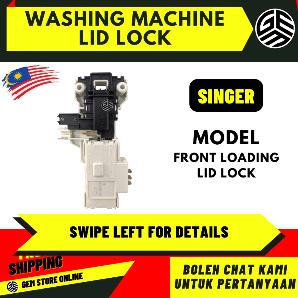 SINGER Washing Machine Front Loading Lid Lock / Lock Penutup Mesin Basuh / Washing Machine Door ...