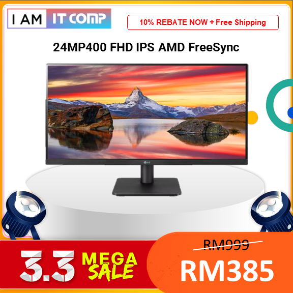 LG 24 Inch 24MP400B / 24MP400-B FHD IPS 75Hz Monitor with AMD FreeSync ...