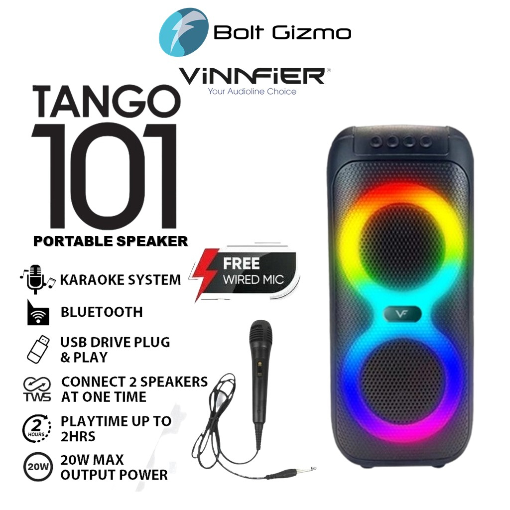 Vinnfier Tango 101 TWS Wireless Portable Bluetooth Microphone Speaker Wireless Stereo TF Card ...