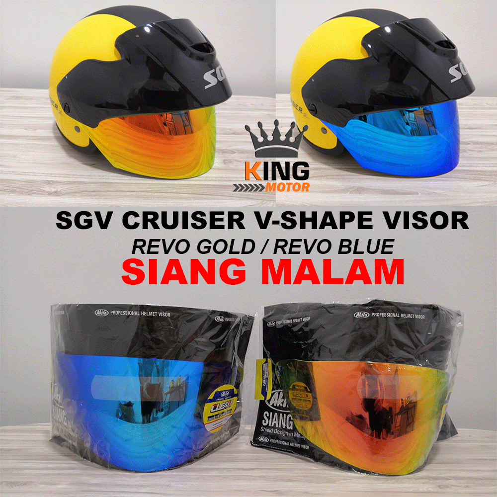 SGV CRUISER 2 V-SHAPE SIANG MALAM VISOR-REVO GOLD AND REVO BLUE ...
