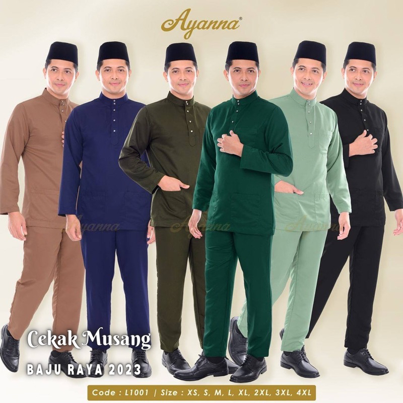 Cekak Musang L1001 - Baju Melayu Moden Cekak Musang. Baju Melayu Sedondon Ayah Anak. Baju Raya ...