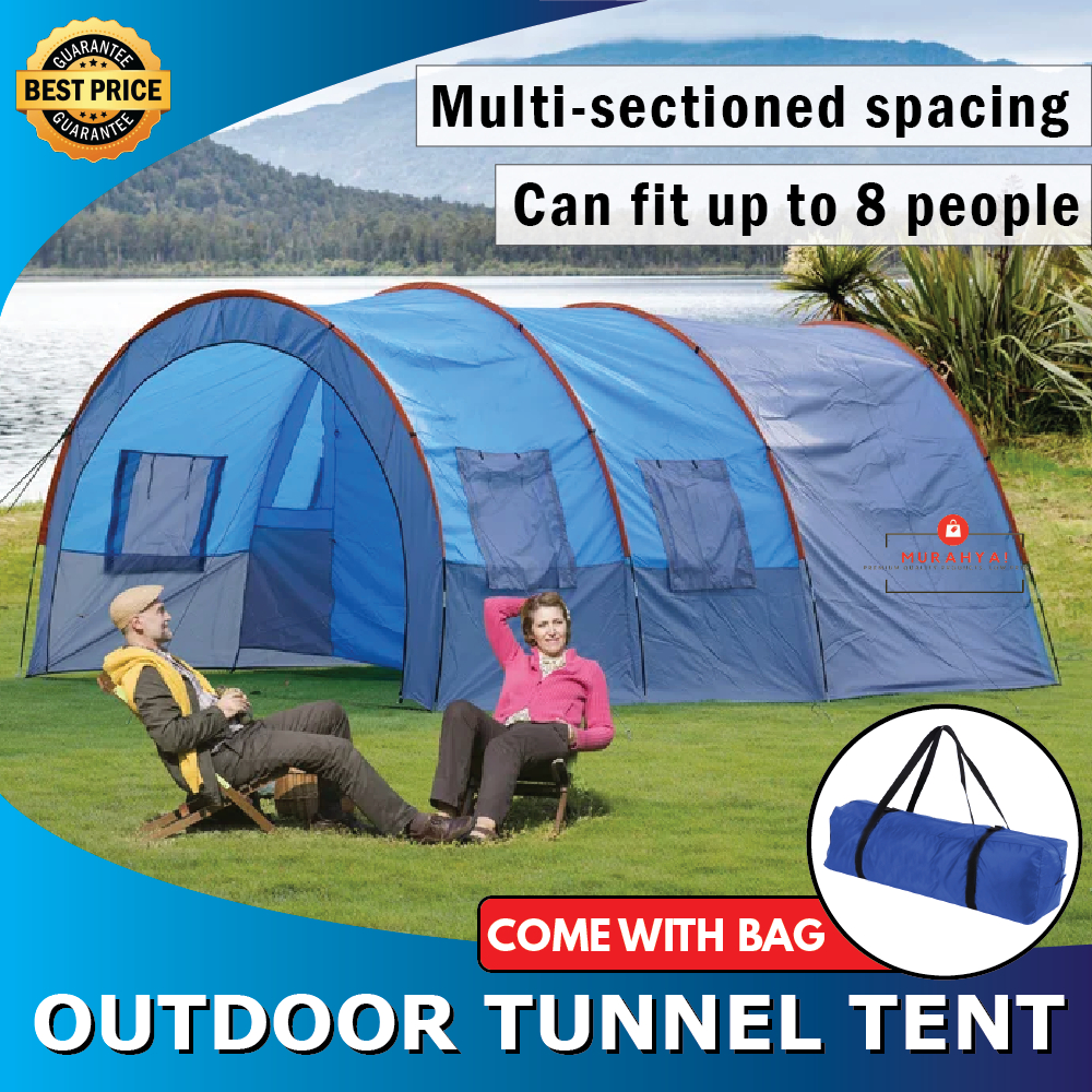 Tunnel camping tent khemah besar kemah camping tent waterproof outdoor ...