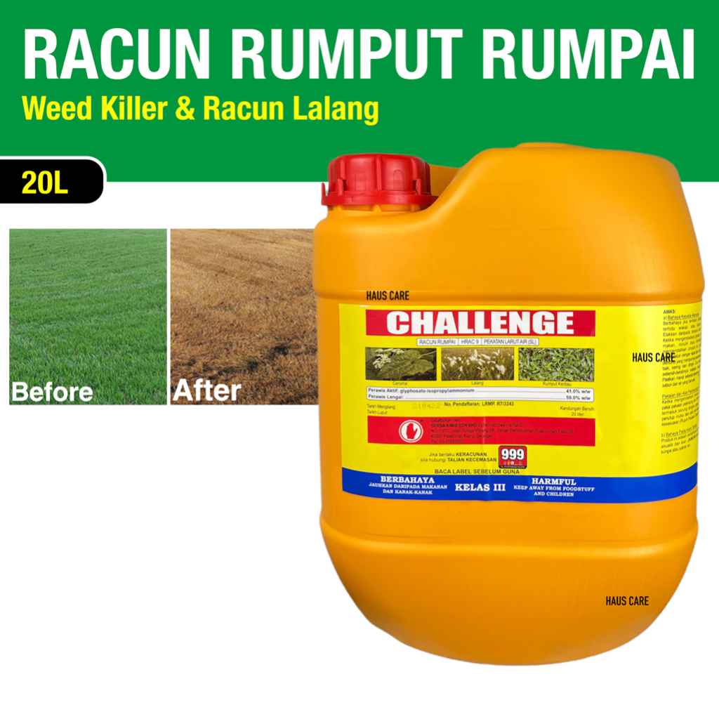 20L CHALLENGE Glyphosate 41% Weed Killer (Racun Rumput Lalang/Ubat ...