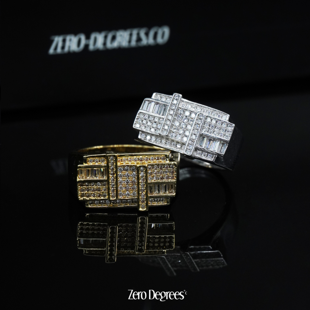 Zero Degrees Iced Out Geometric Ring Zirconia (Gold/Silver) | Shopee ...