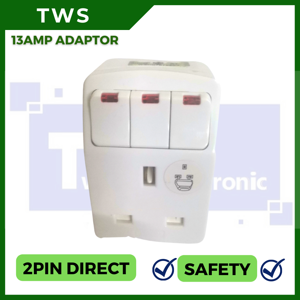 Tws 13amp Adaptor Malaysia 13a Neon 3 Way Spliter Adapter 2pin 3pin