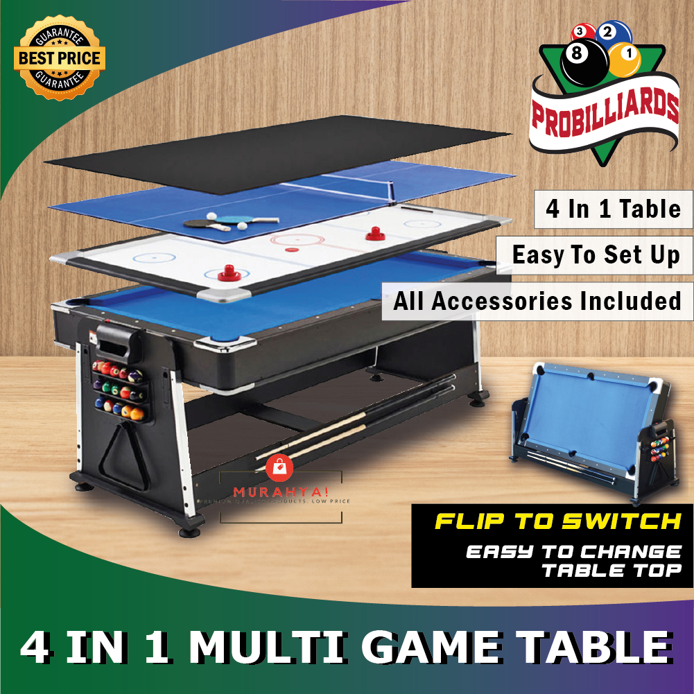 Pool Table 4 in 1 Meja pool tennis Ping pong Air hockey Desk top hoki ...