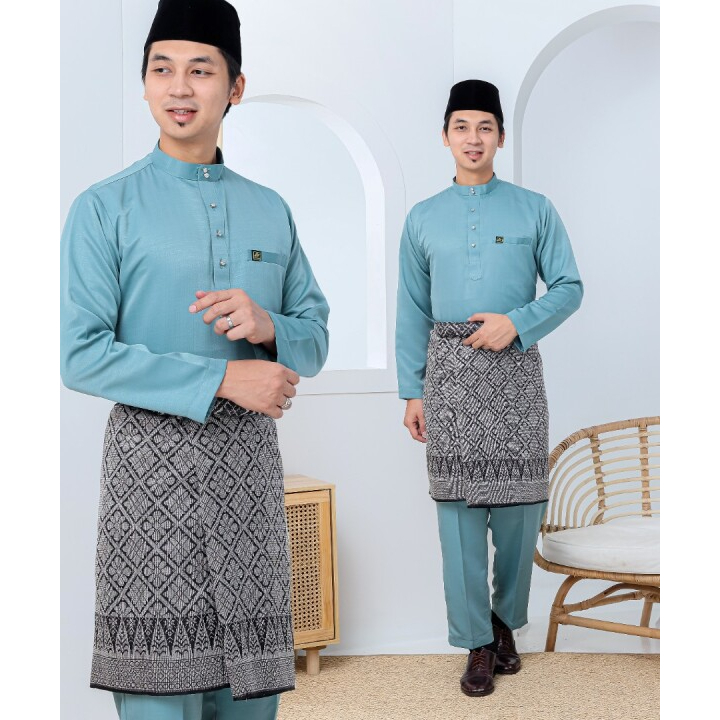 Habibi Boutique | Baju Melayu Moden Smoke Blue | Shopee Malaysia