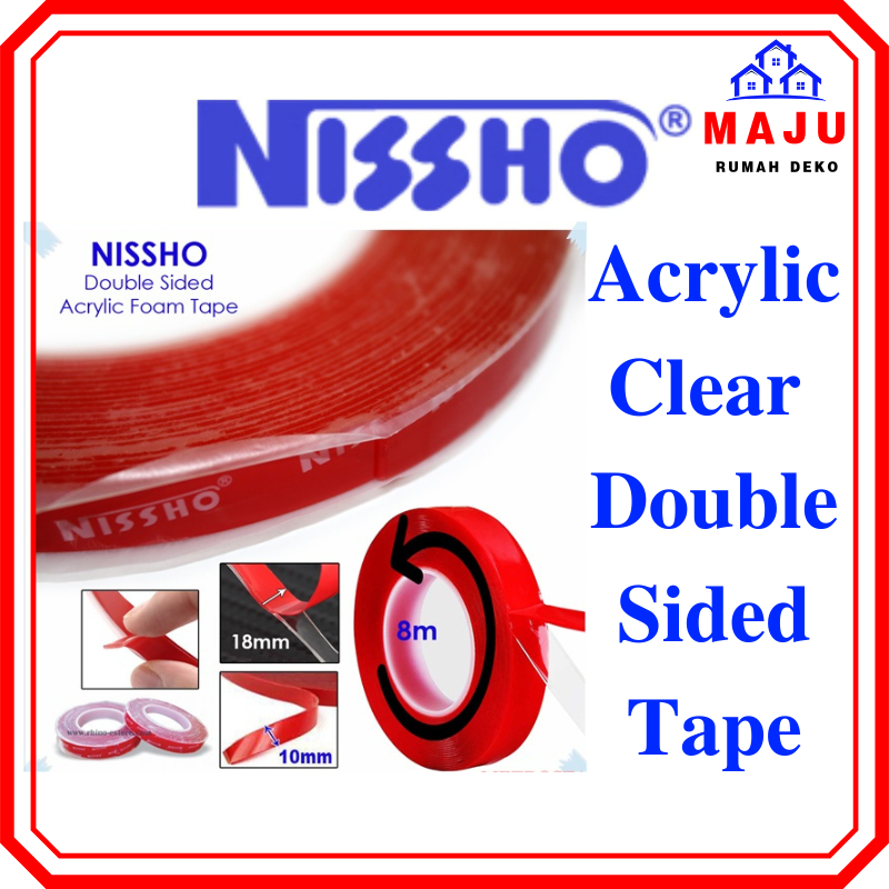 MAJU 100% ORIGINAL NISSHO Double Sided Acrylic Foam Tape Super Strong Adhesive 10mm x 8meter ...