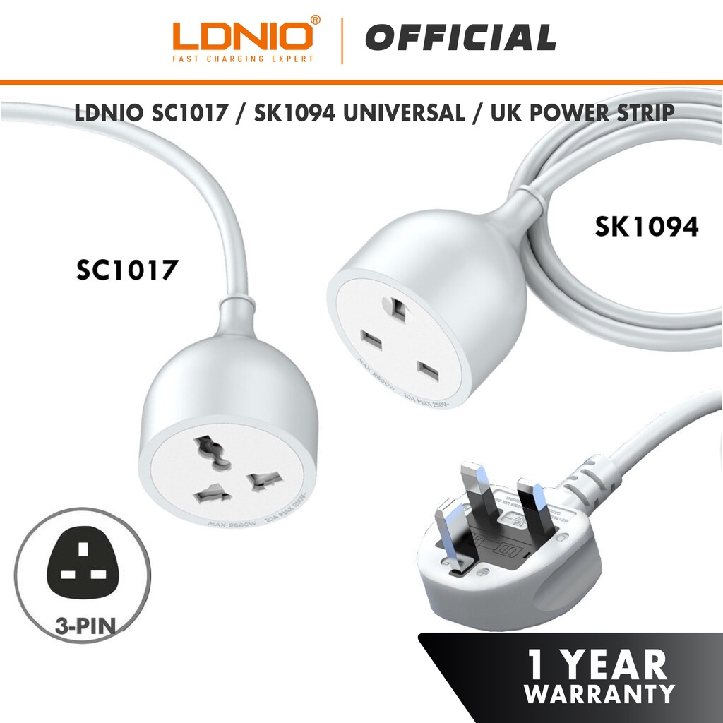 LDNIO SC1017 / SK1094 Universal / UK Power Strip with 5m Extension ...