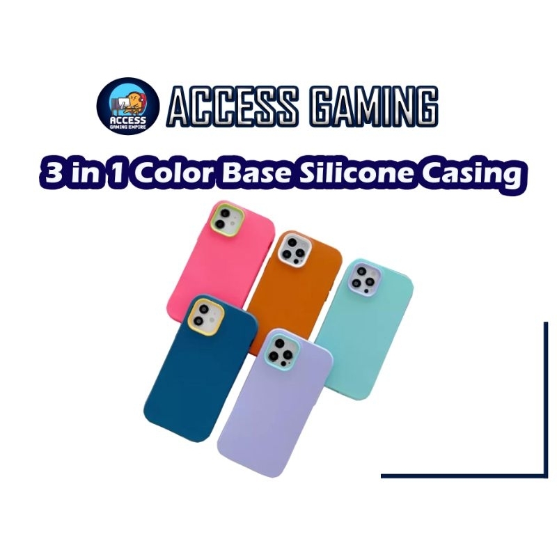 3 In 1 Color Base Casing Cover Case Silicone ip 7+ x 11 12 pro 13 pro ...